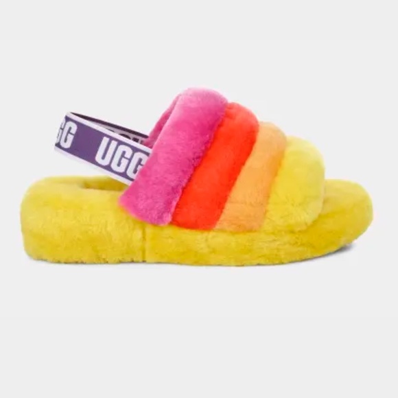 UGG | Shoes | Ugg Prime Rainbow Yellow Prime Fluff Yeah Slide Size 7 ...